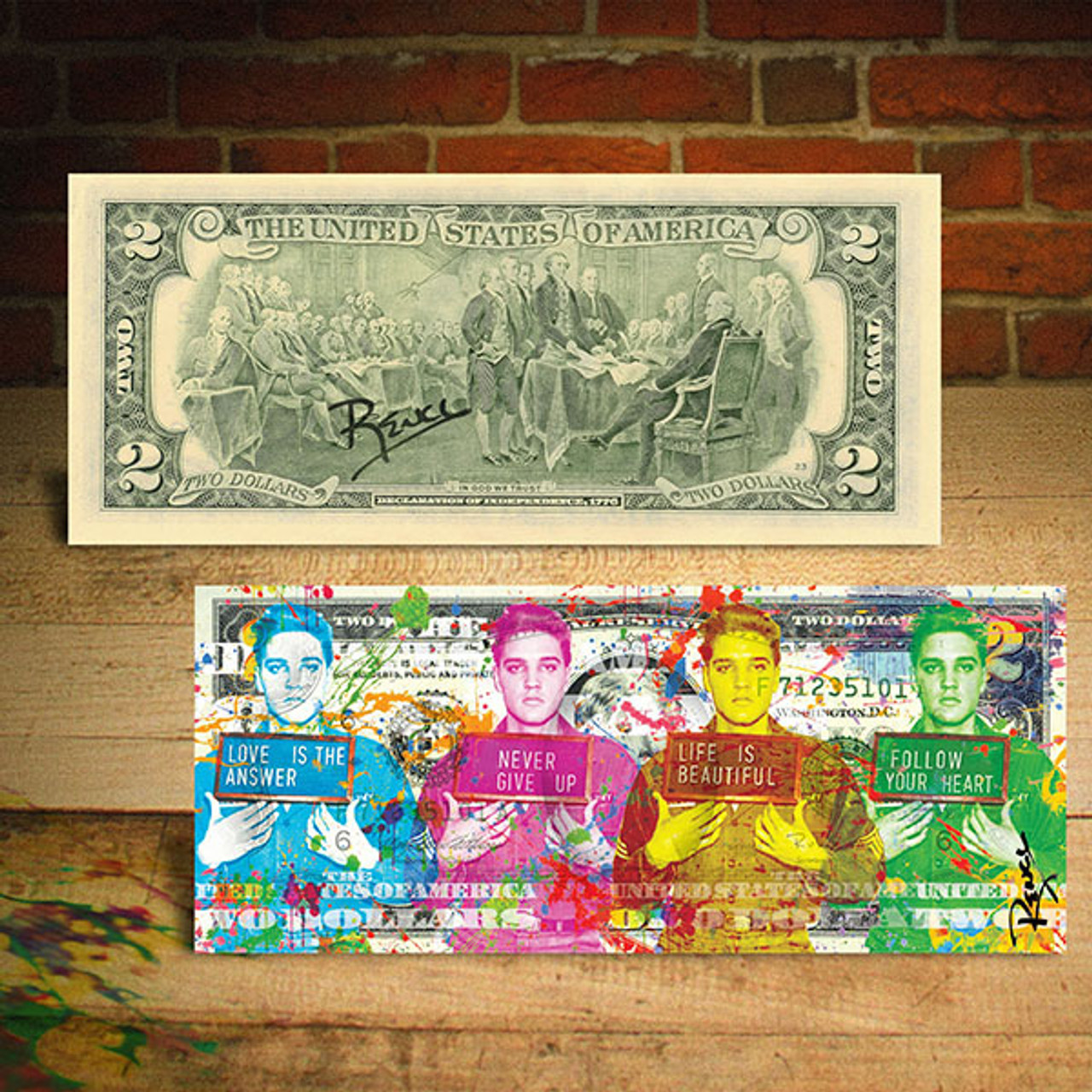 Rency Art Life Is Beautiful Uncut Sheet 8 U.S. $2 Bills Pop Art Icons ...
