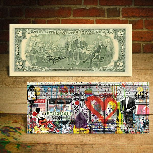 Rency Art NYC Subway Car Graffiti Banksy Colorized $2 Bill Hand-Signed ...