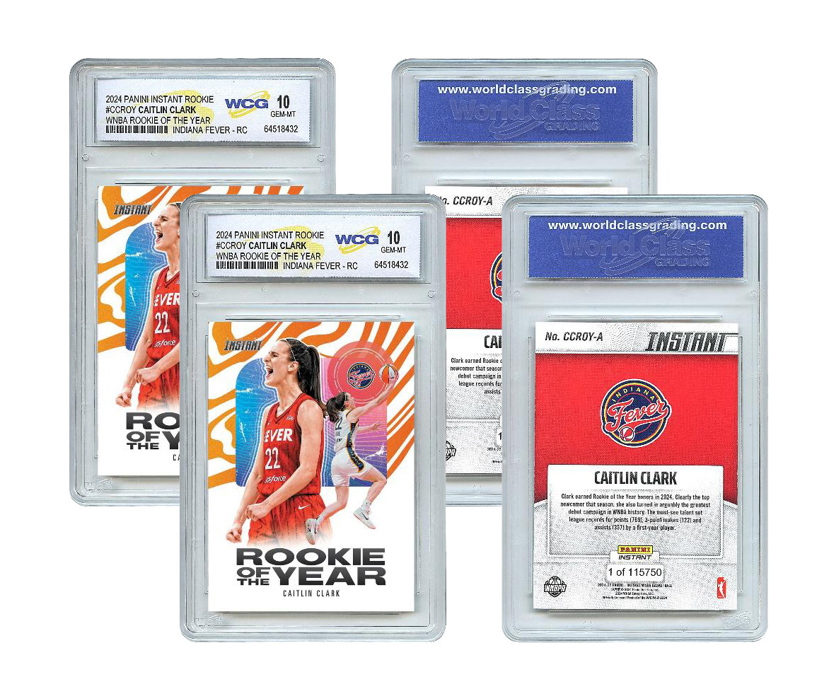 Set of 2 2024 WNBA Panini CAITLIN CLARK Rookie of the Year ROOKIE CARDS ...