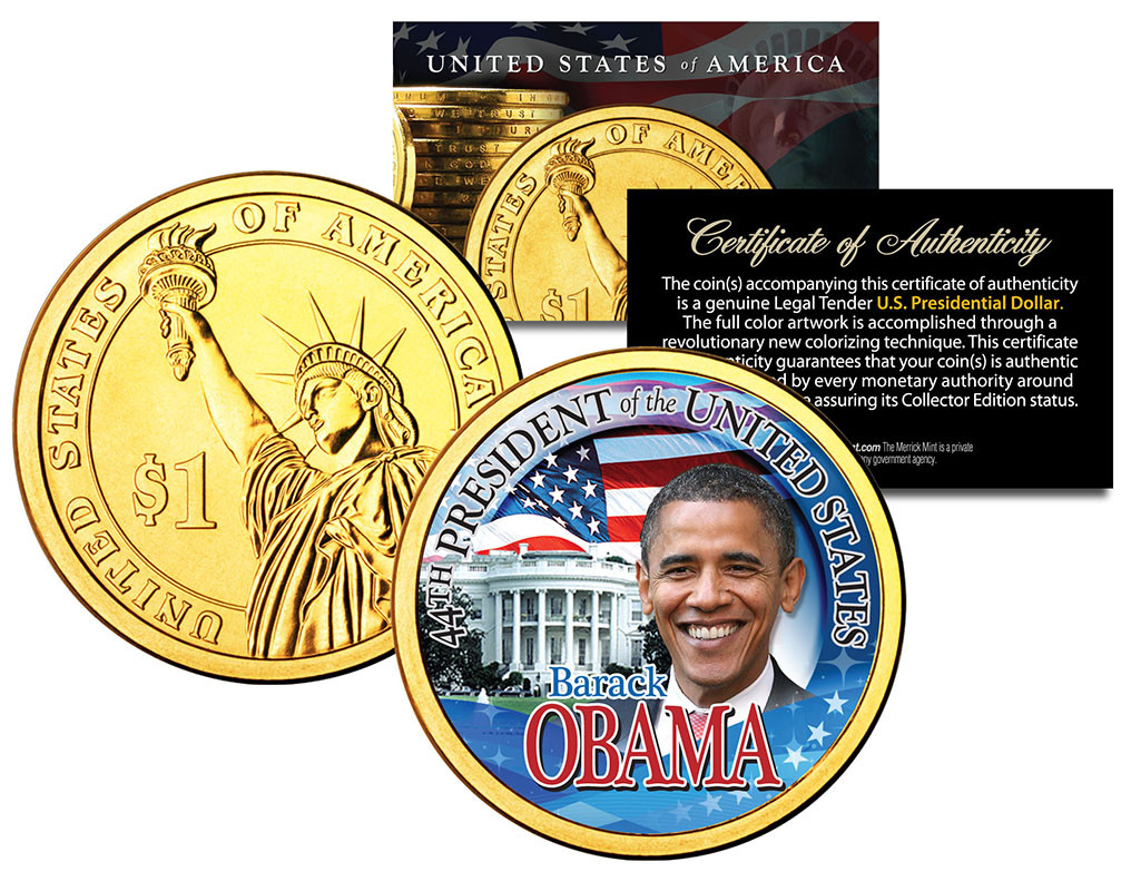 Barack Obama * 44th President * Colorized 24K Gold Plated Presidential ...