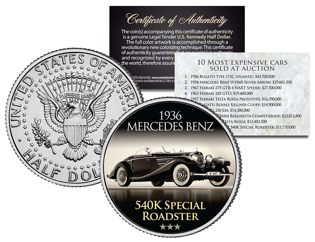 Individual Colorized JFK Half Dollar Most Expensive Cars Coins