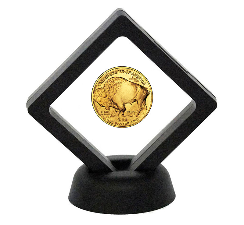 24K Gold-Plated American $50 Gold Buffalo Replica Coin in 3D Floating ...