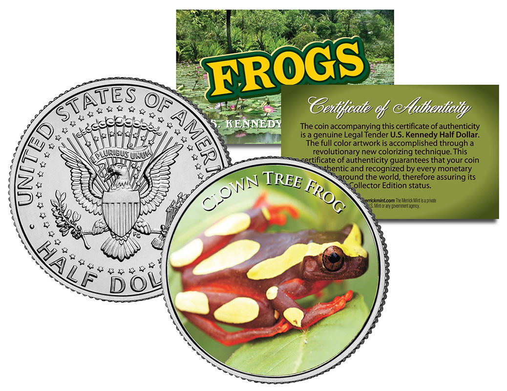 Colorized JFK Half Dollar Frog Coins