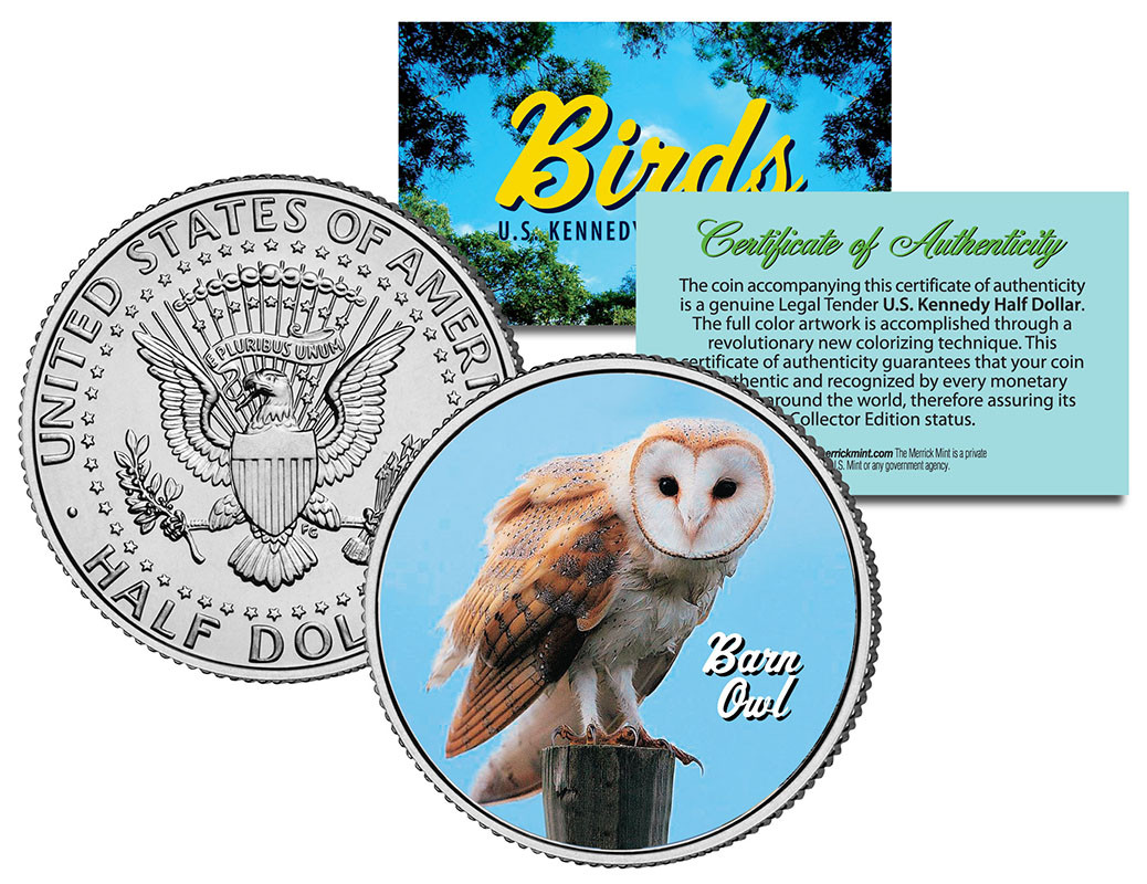 Colorized JFK Half Dollar Bird Coins