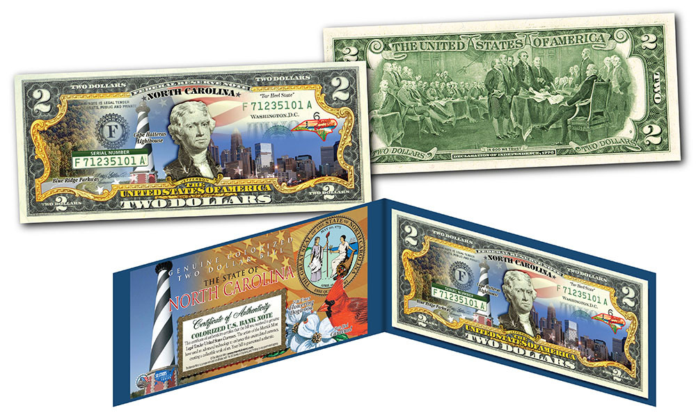 Honoring America's 50 States Commemorative Colorized $2 Bills