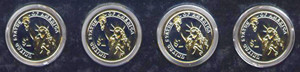 Presidential Dollar 2-Tone 24K Gold 4 Coin Set
