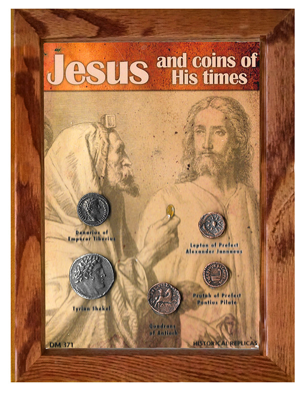 Jesus and Coins of His Times Historical Replica Set in 5" x 7" Frame