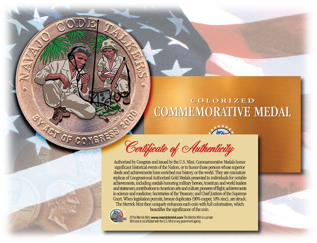 Colorized Navajo Code Talkers Bronze Coin
