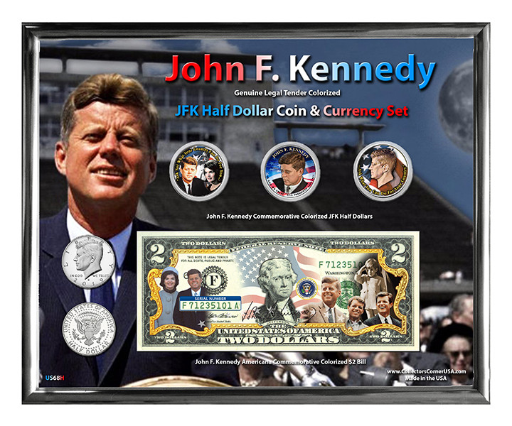 John F. Kennedy Colorized Coin & Currency Set in 8" x 10" Frame