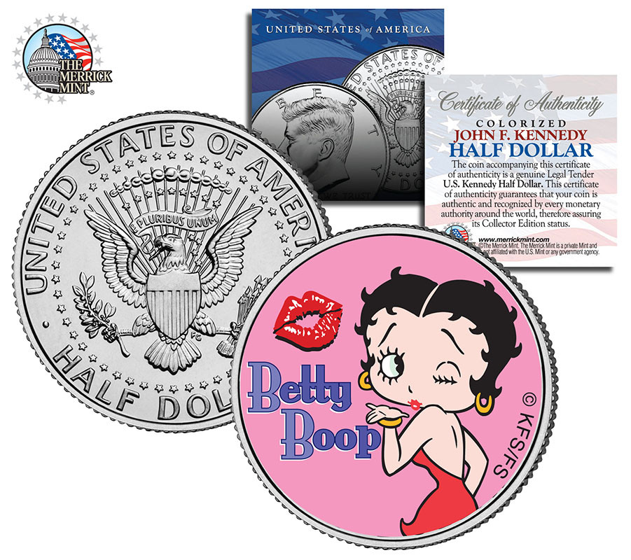 Colorized JFK Half Dollar Betty Boop Coins