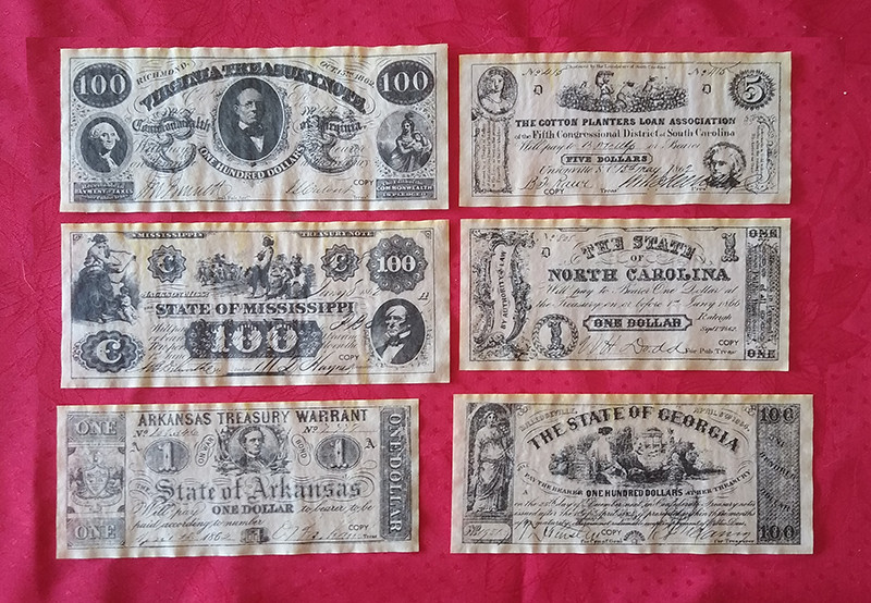 Confederate Note Reproductions - all 4 Sets