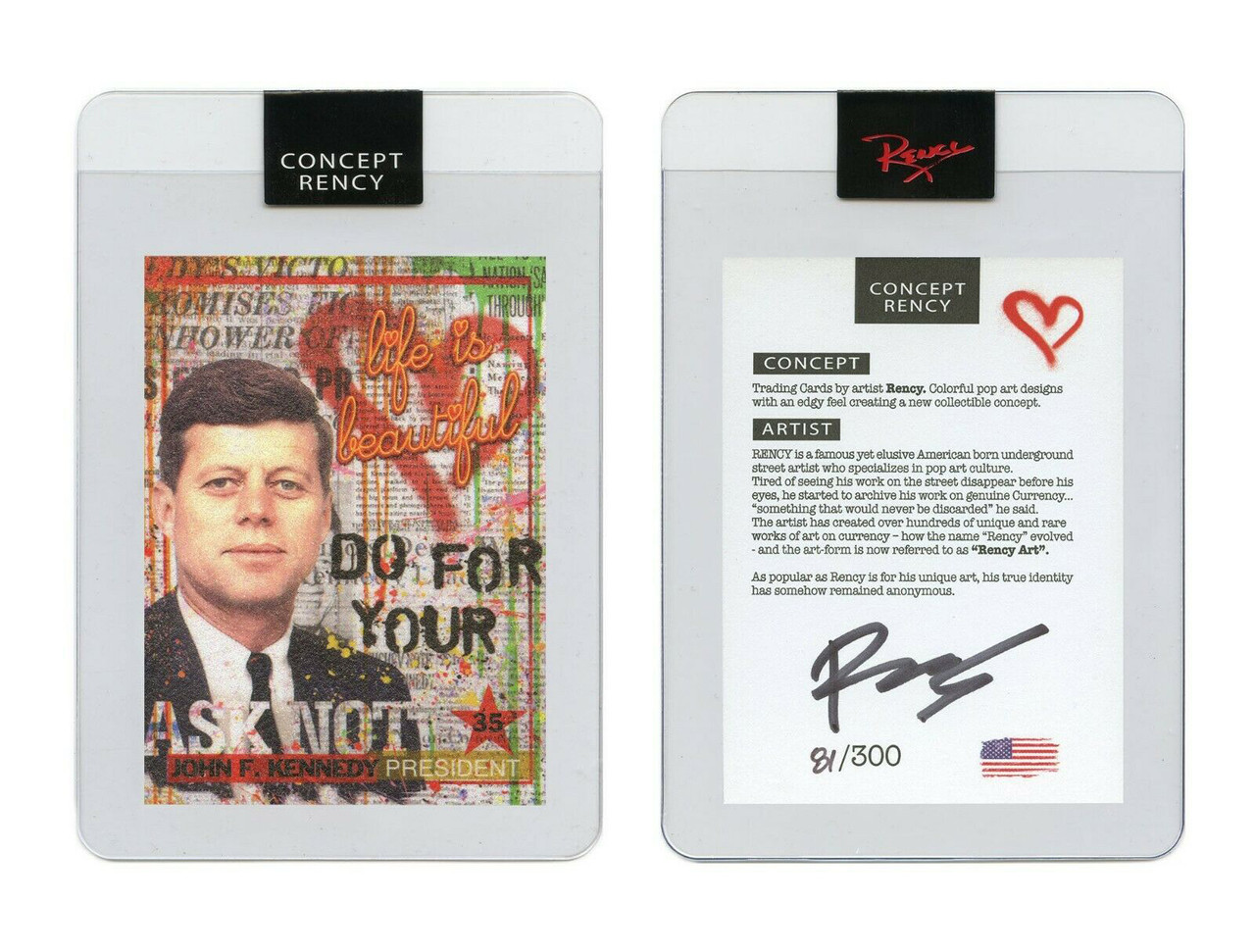 Rency Presidential Pop Art John F. Kennedy Diamond Dust Trading Card S ...