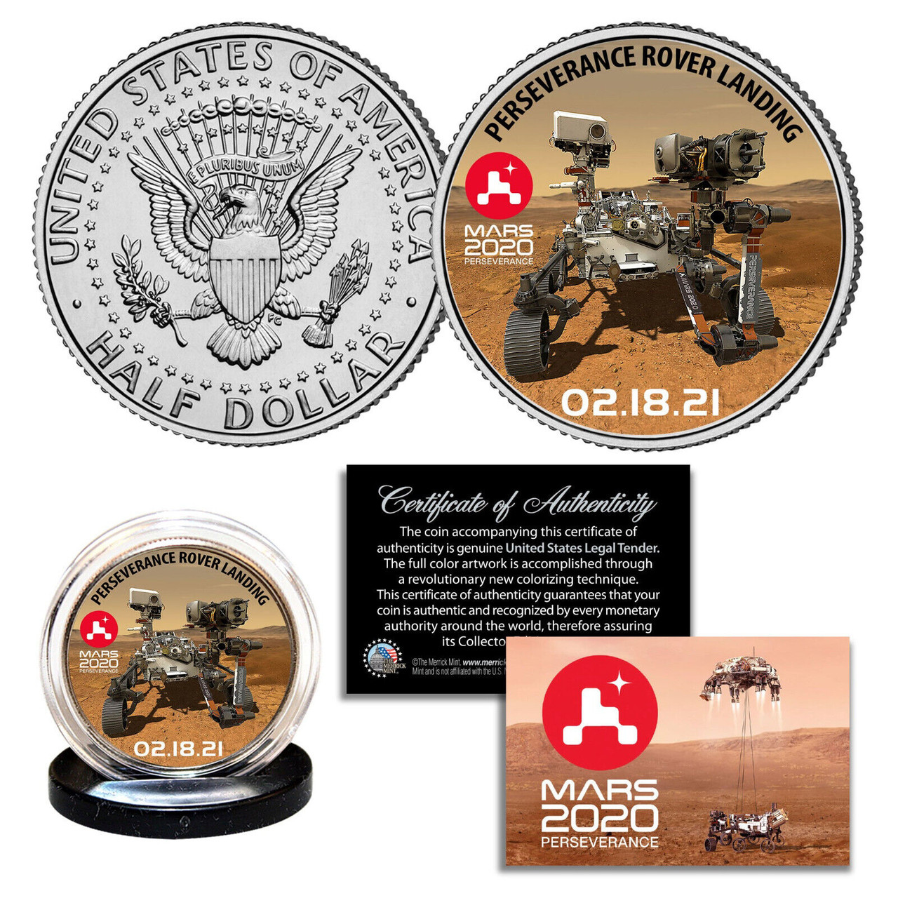 MARS 2020 PERSEVERANCE ROVER LANDING SPACE NASA JFK Half Dollar