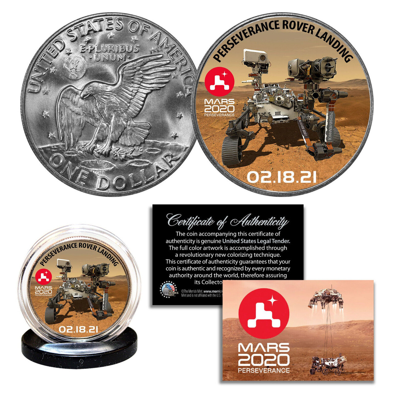 MARS 2020 PERSEVERANCE ROVER LANDING NASA Space IKE Eisenhower $1 Coin MARS 2020 PERSEVERANCE ROVER LANDING NASA Space IKE Eisenhower $1 Coin