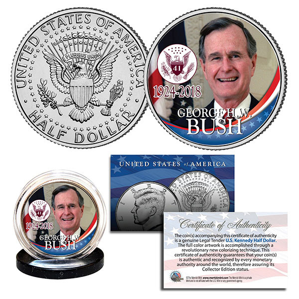 George H. W. Bush 41st President Colorized 2020 $1 Coin