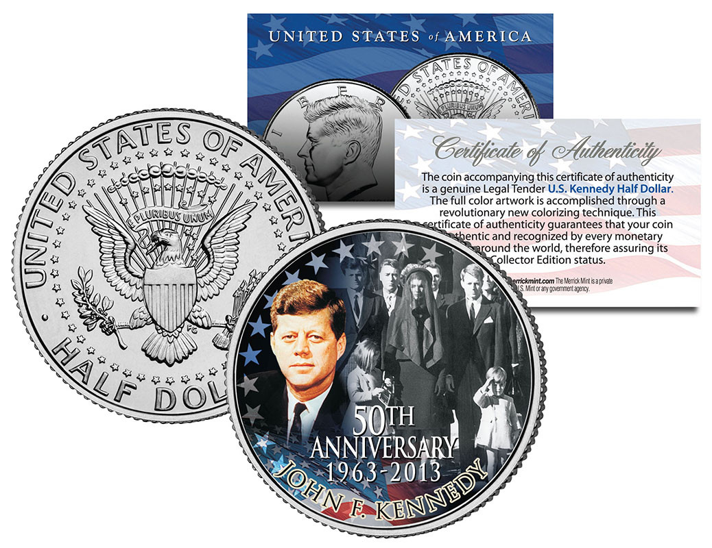 Colorized John F. Kennedy Commemorative JFK Half Dollar Coins