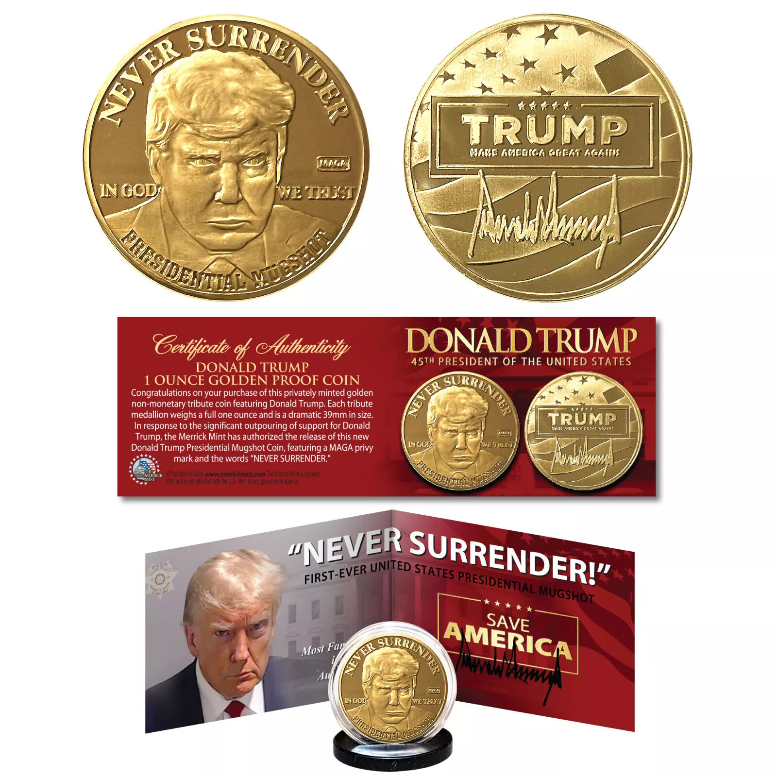 President Trump Novelty Coins & Gold Bills
