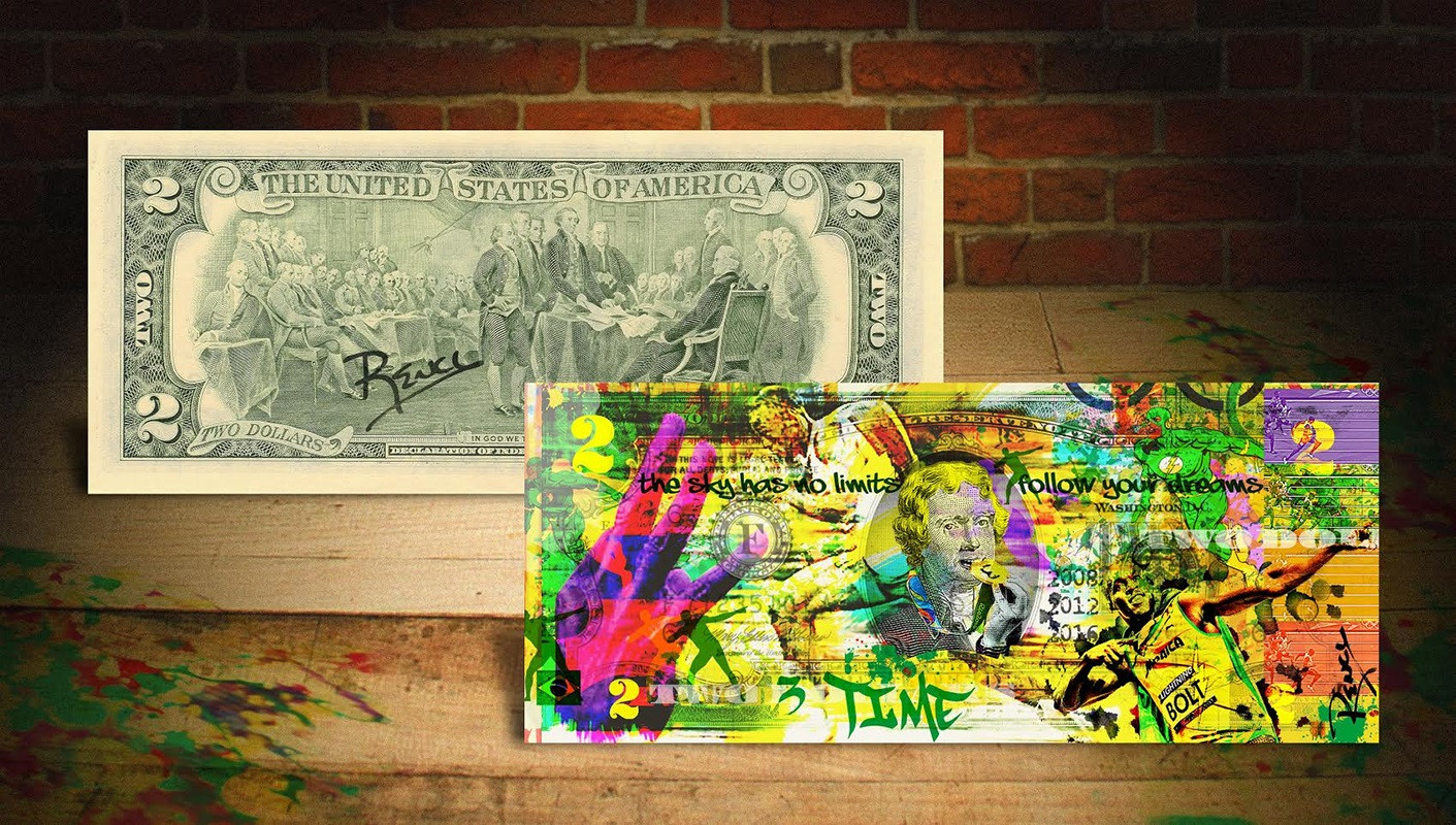 Rency Art NYC Subway Car Graffiti Banksy Colorized $2 Bill Hand-Signed ...