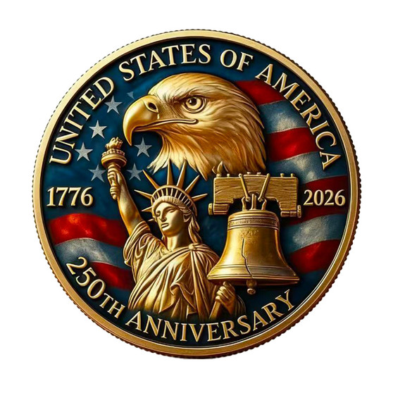 America 250 1 Oz. Tribute Coin - Gold Liberty Eagle Bell