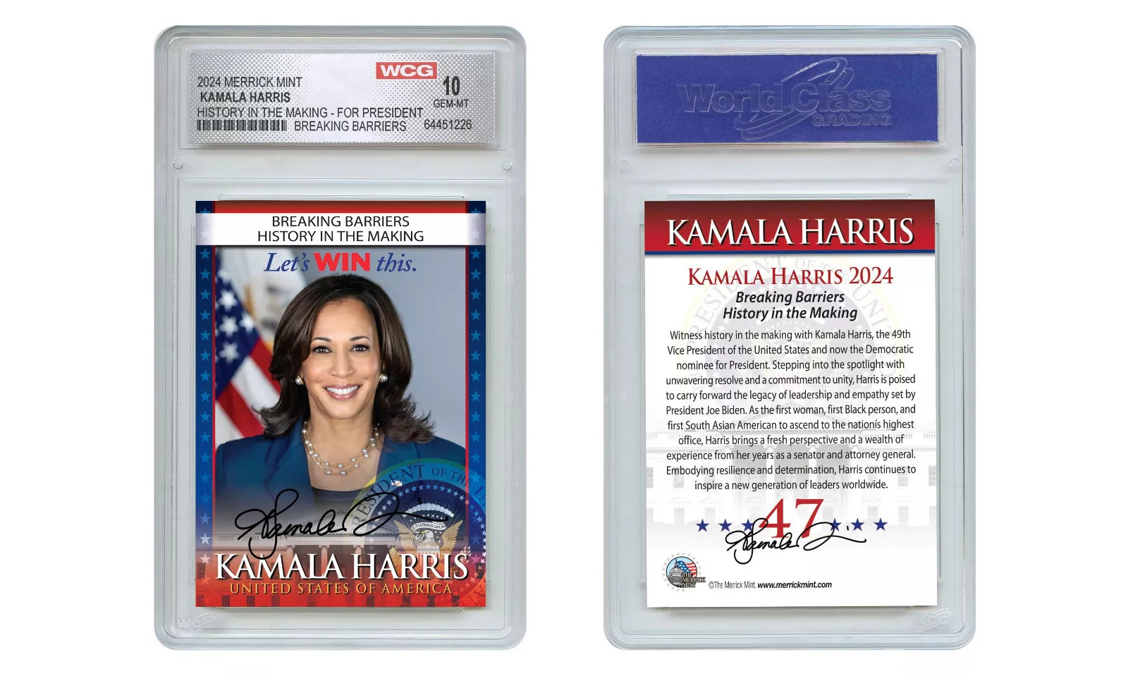 KAMALA HARRIS For 47th President 2024 Official Trading Card - Graded ...
