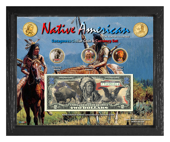 Native American Symbols Set 2B Colorized Sacagawea Dollar Coin & $2 ...