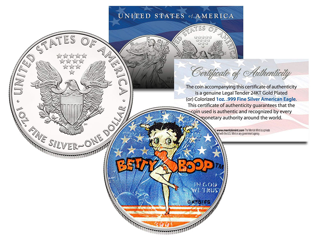 Betty Boop Commemorative Colorized 1 Oz. Silver Eagle