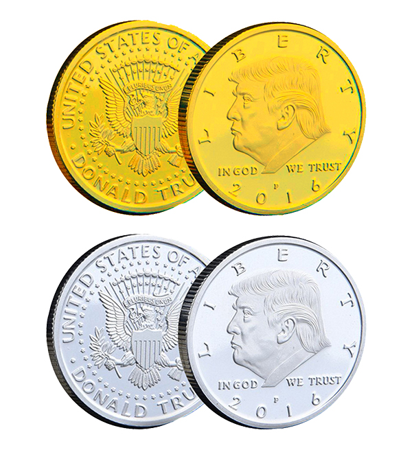 President Trump 2016 2 Coin Set 24K Gold & Silver Plated Tribute Coins ...