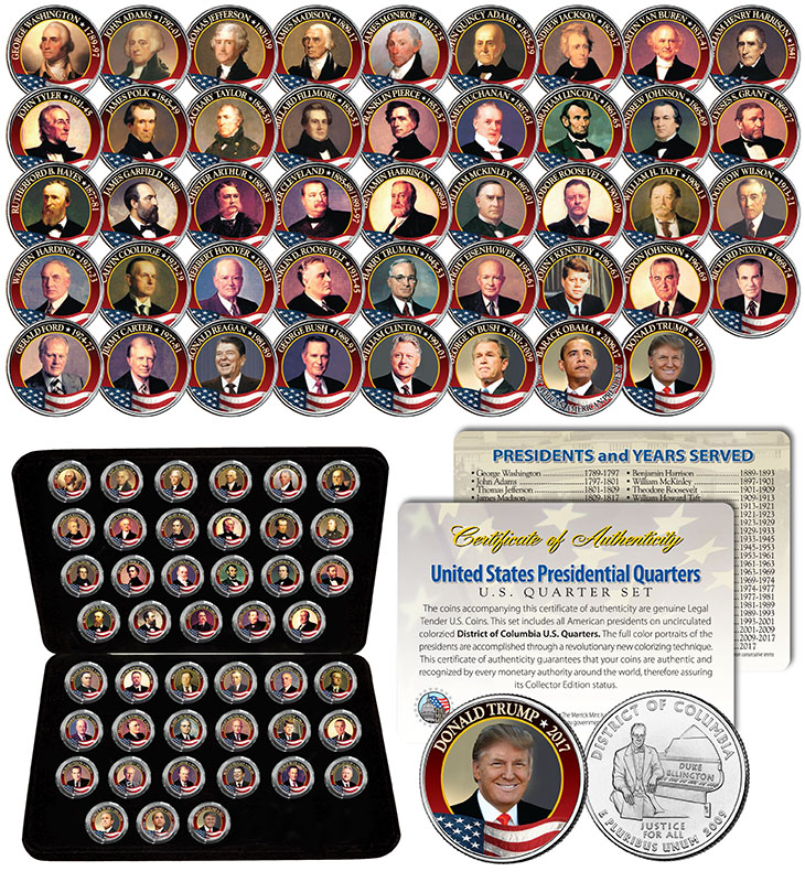 Presidential Colorized U.S. State Quarter Collection on their own State ...