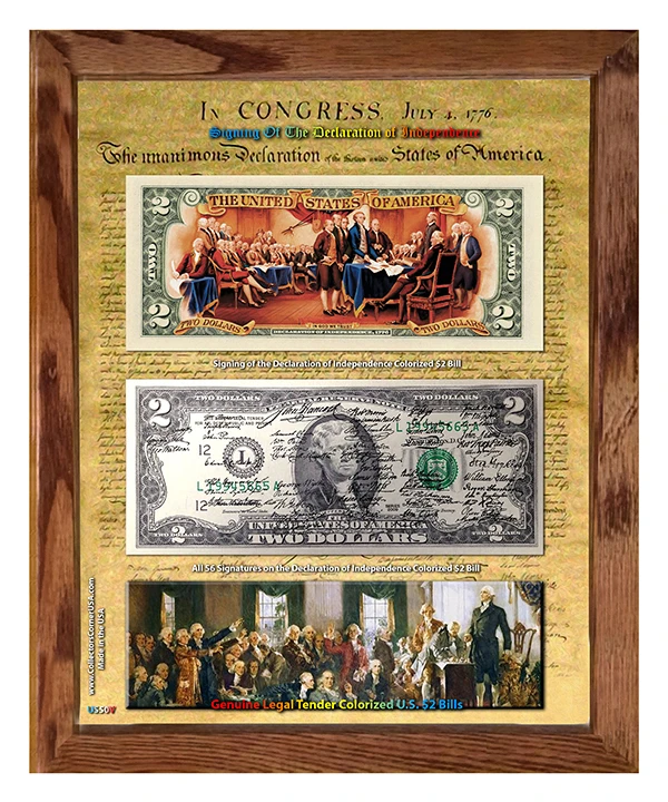 Signing Of The Declaration of Independence Colorized $2 Bill Currency ...