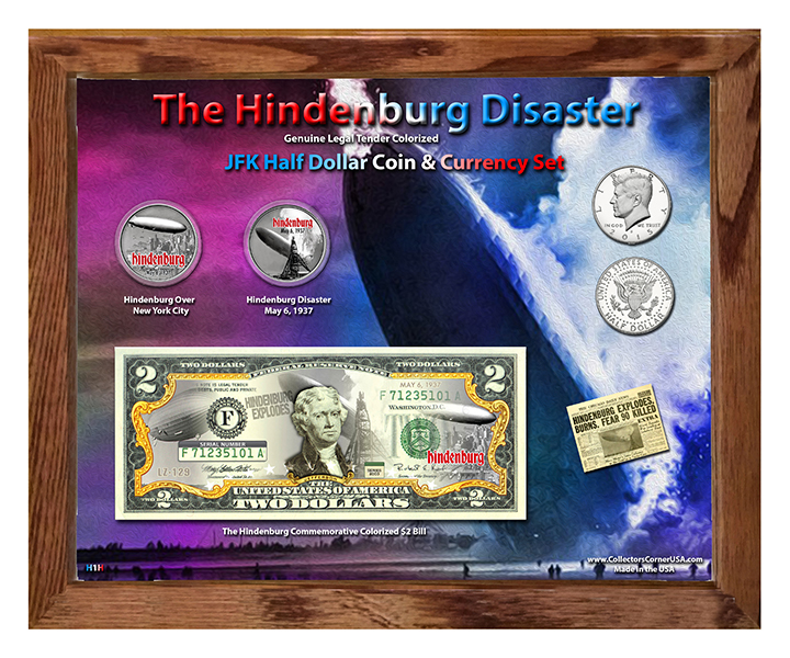 The Hindenburg Disaster Colorized Coin & Currency Set in 8" x 10" Frame