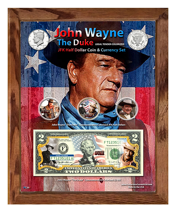 John Wayne "The Duke" Colorized Coin & Currency Set in 8" x 10" Frame