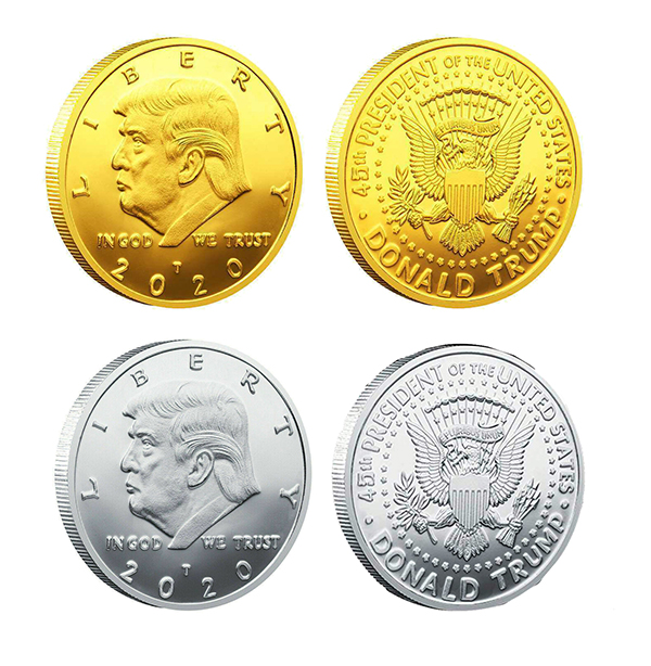 President Trump 2 Coin Set 24K Gold & Silver Plated Proof Tribute Coins ...