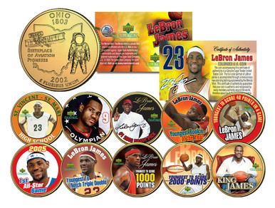Lebron James 24K Gold State Quarter 10 Coin Set