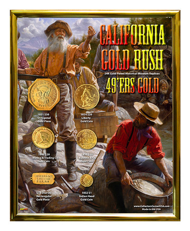 California Gold Rush 49ers Gold Historical 24K Gold Plated Replica Set ...