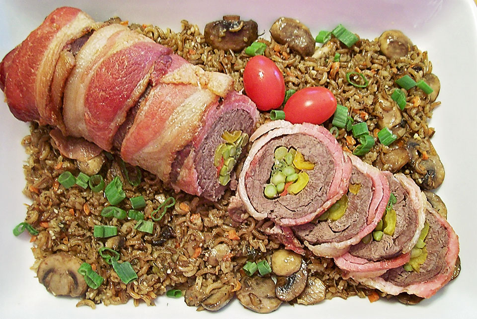 Stuffed Venison Over Wild Rice Pilaf - Moose Lake Wild Rice