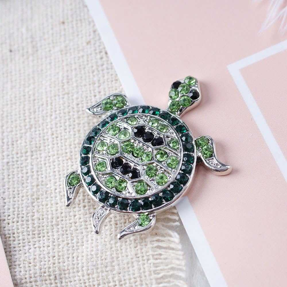 Sea Turtle Snap Jewelry Charm | Green Rhinestone