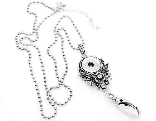 Antique Rhinestone Flower Snap Lanyard | Snap Jewelry Ginger Charms ...