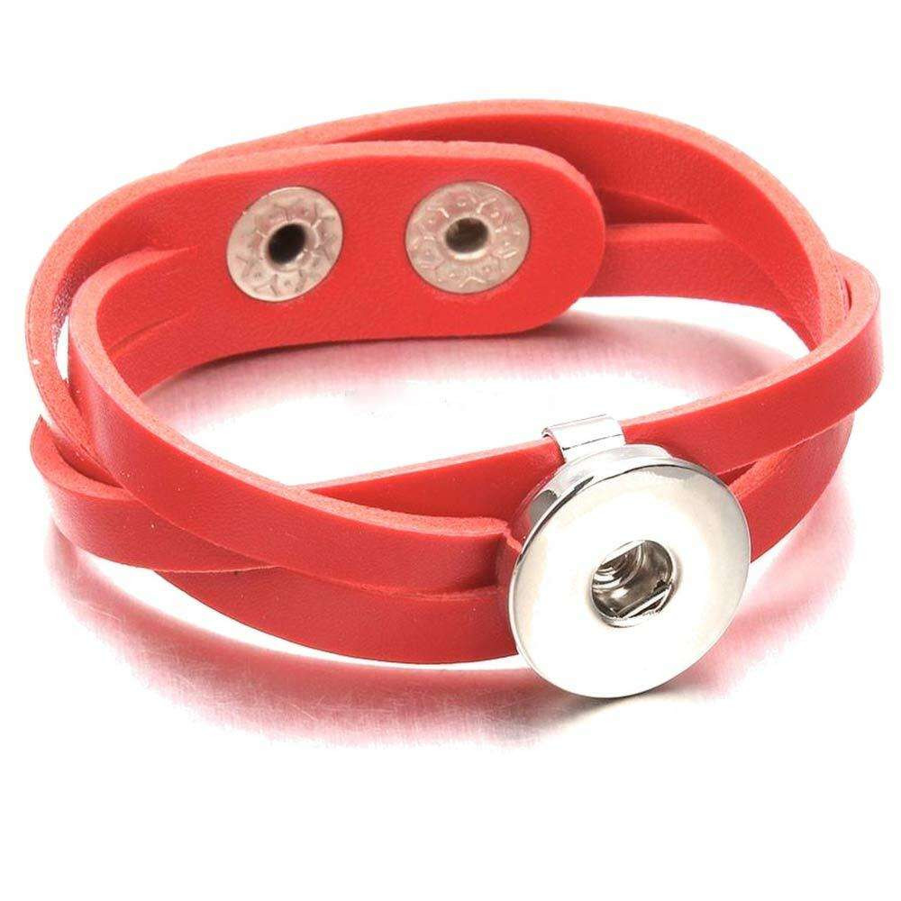 Leather Simple Weave 1 Snap Bracelet - White | Snap Jewelry Ginger ...