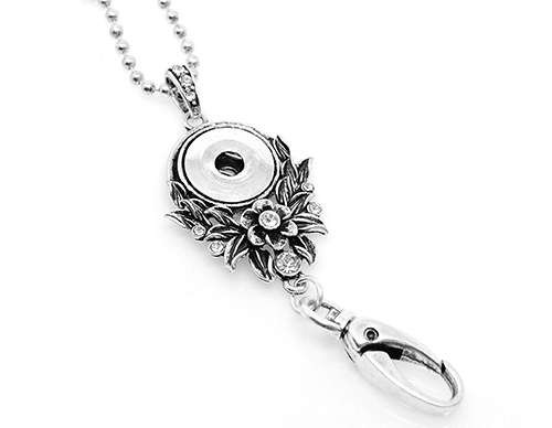 Antique Rhinestone Flower Snap Lanyard | Snap Jewelry Ginger Charms ...