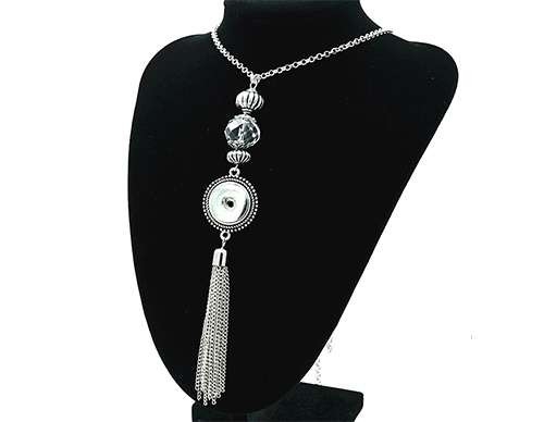 Long Tassel 1 Snap Necklace - Crystal Bead | Snap Jewelry Ginger Charms ...