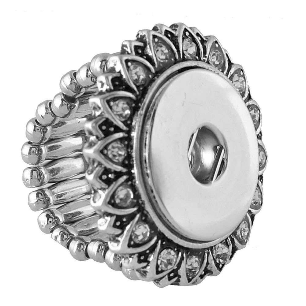 Snap Jewelry Ring - Floral Rhinestone Stretch