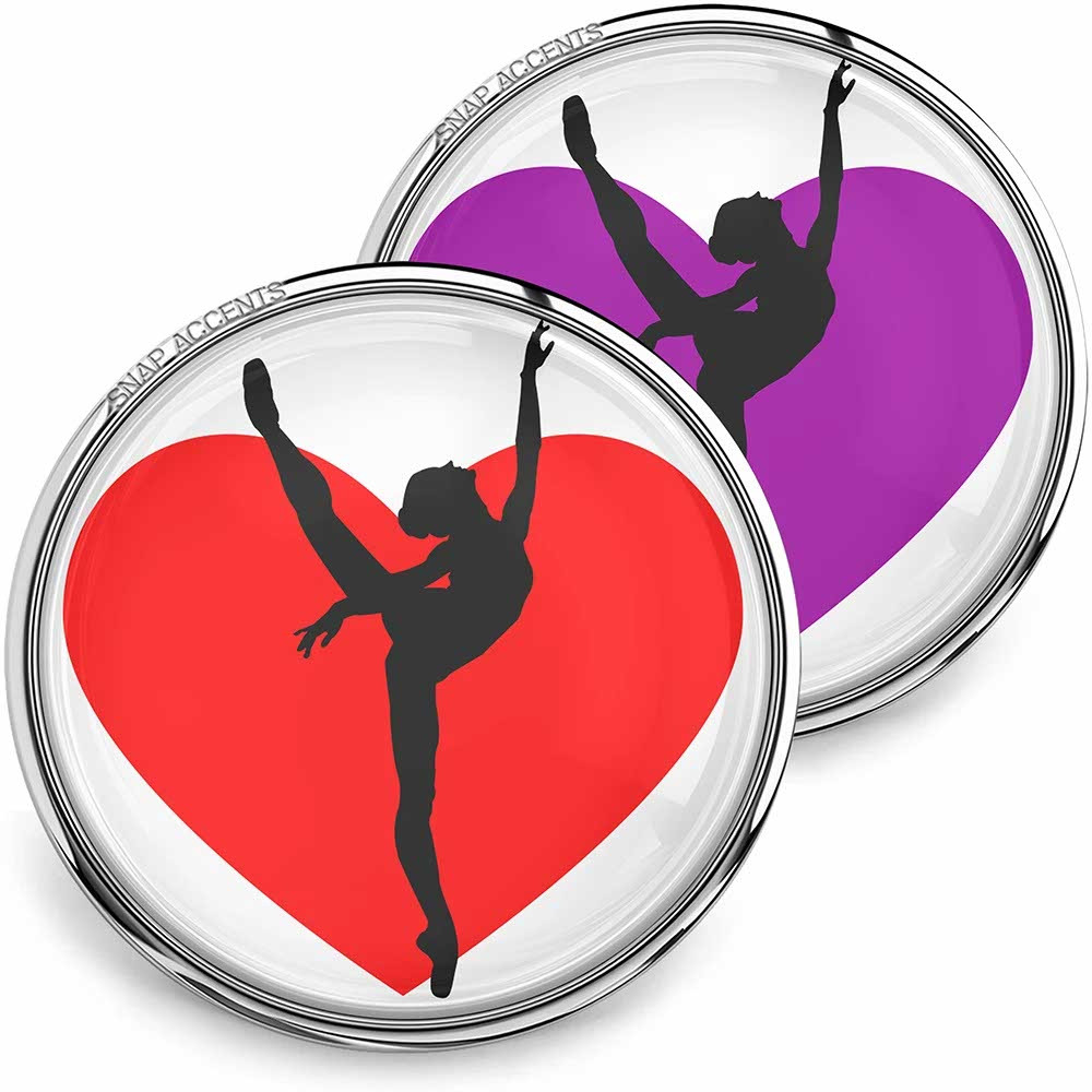 Dancer Leap Heart Snap | Snap Jewelry Ginger Charms | SnapAccents