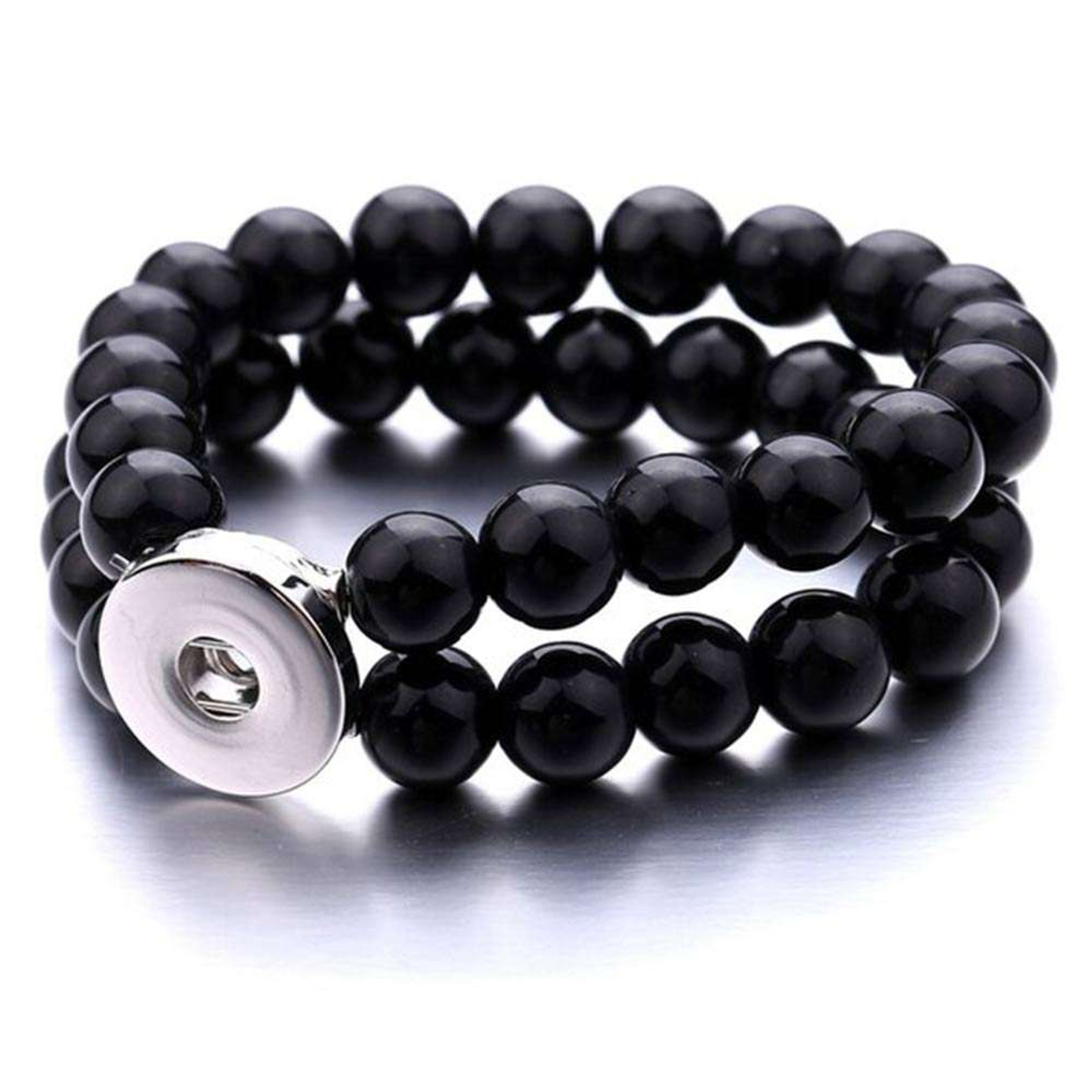 Studded 1 Snap Bracelet - Black | Snap Jewelry Ginger Charms | SnapAccents