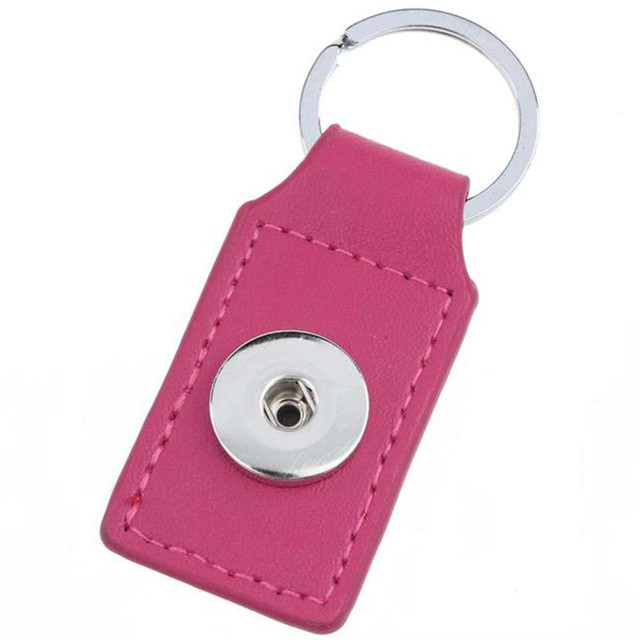 Leather 1 Snap Keychain - White | Snap Jewelry Ginger Charms | SnapAccents