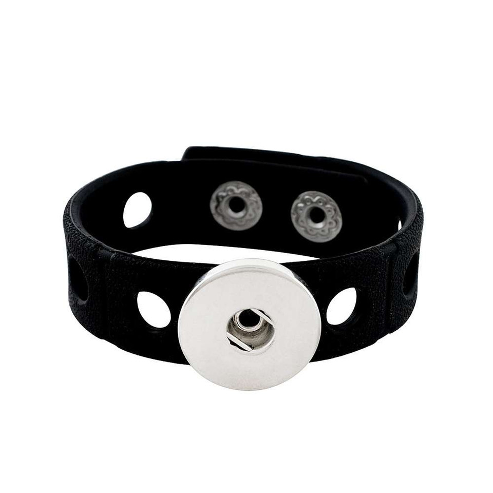 Studded 1 Snap Bracelet - Black | Snap Jewelry Ginger Charms | SnapAccents
