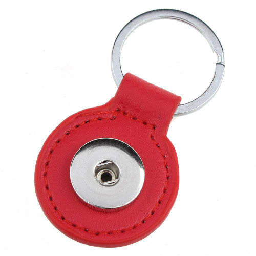 Red Leather snap jewelry car key ring - Round Snap Keychain