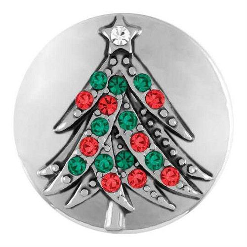Christmas Tree Snap - Round Silver Rhinestone | Snap Jewelry Ginger ...