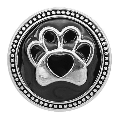Paw Heart Enamel Snap - Black | Snap Jewelry Ginger Charms | SnapAccents