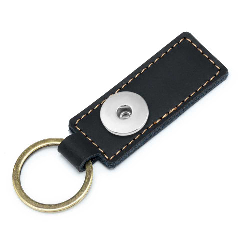 Leather Black Snap Jewelry Keychain Car Key Ring