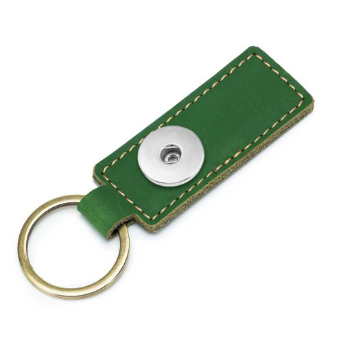 Green Real leather snap jewelry keychain car key ring